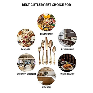 20-Piece Silverware Set with Steak Knives for 4,Unique Decorative Design，Stainless Steel Flatware Cutlery Set For Home Kitchen Restaurant Hotel, Kitchen Utensils Set, Mirror Polished, Dishwasher Safe
