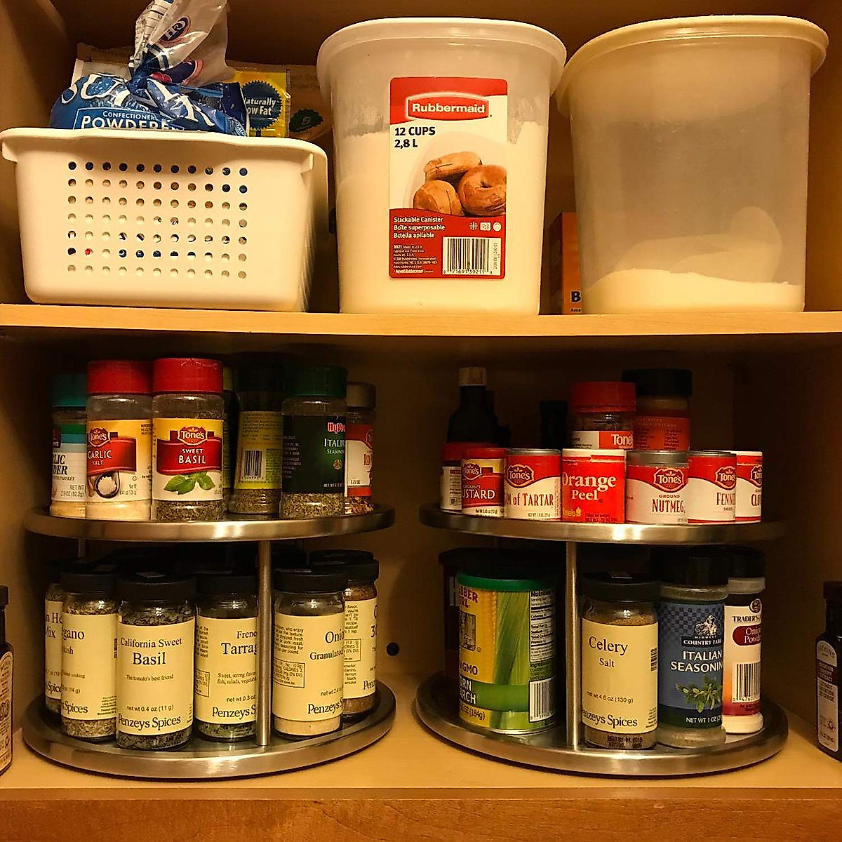 STARVAST 2 Pack 2-Tier Stainless Steel Lazy Susan Turntable 10 inch 360-degree Lazy Susan Spice Rack Organizer for Kitchen Cabinet, Countertop, Centerpiece