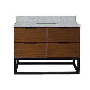 Kitchen Bath Collection Mia 48-inch Bathroom Vanity (Carrara/Walnut): Includes Walnut Cabinet with Authentic Italian Carrara Marble Countertop and White Ceramic Sink