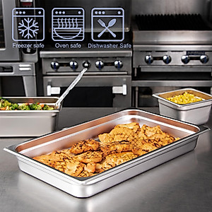 ORNKAT Hotel Pans Stainless Steel Steam Pan 4 Pack 1/2 Half Size 4.0"&6.0" Trays Household Restaurant Food Catering Tray Anti-jamming Bread Salad Table Pans