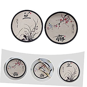 NOLITOY 2pcs Jute Mat Woven Placemats Coasters for Drinks Wedding Decor Desk Mat for Desktop Linen Placemats Dinner Table Mats Coaster for Coffee Cup Cotton and Linen Blend Cotton Cup