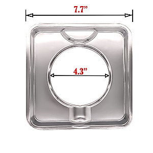 Amazinpure SGP-400 4 Pack Replacement Chrome Square 7.75" x 7.75" Gas Range Drip Pan Replaces 786333 PS11744751 WP786333 AP6011553