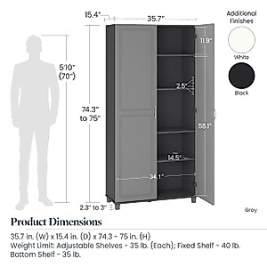 Systembuild Evolution Kendall 36" Utility Storage Cabinet, Black