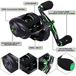 Sougayilang Ultralight Fishing Rod Reel Combos Portable Light Weight High Carbon 4 Pc Baitcaster Fishing Pole with Baitcasting Reel for Travel Freshwater Fishing-2.1M with Right Handed