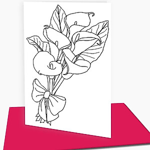 Art Eclect Adult Coloring Flower Greeting Cards for Birthdays, Anniversary, Thank You and Sympathy Cards (10 Cards and 10 Envelopes, Set Flowers B/Pink)