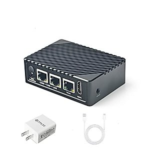 youyeetoo NanoPi R5S Mini Router with Metal Case,2GB LPDDR4 8GB EMMC, RK3568 Development Board 0.8TOPS NPU Support Docker Three Ethernet Ports USB3.0 HDMI Support M.2 NVMe PD Power (Power Bundle)