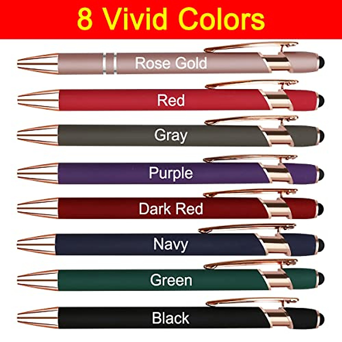 MESHELEY Personalized Pens Custom with Name Text in Bulk 100 Customized Ballpoint Pens with Free Engraving Gift for Women Men Business Wedding Graduation Baby Shower