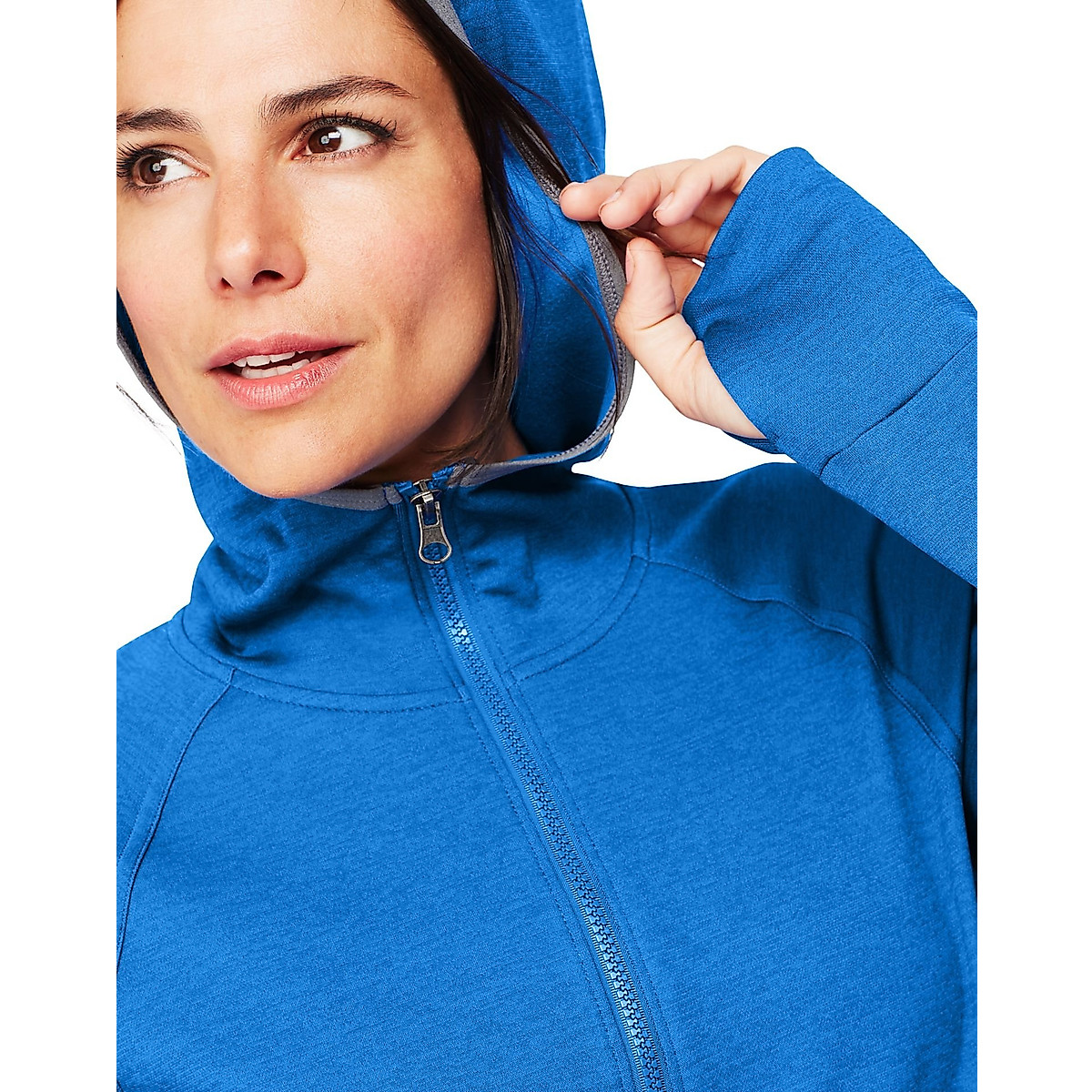 Hanes womens Sport Performance Full Zip Hoodie Fleece Jacket, Black Heather/Dada Grey Binding, X-Large US