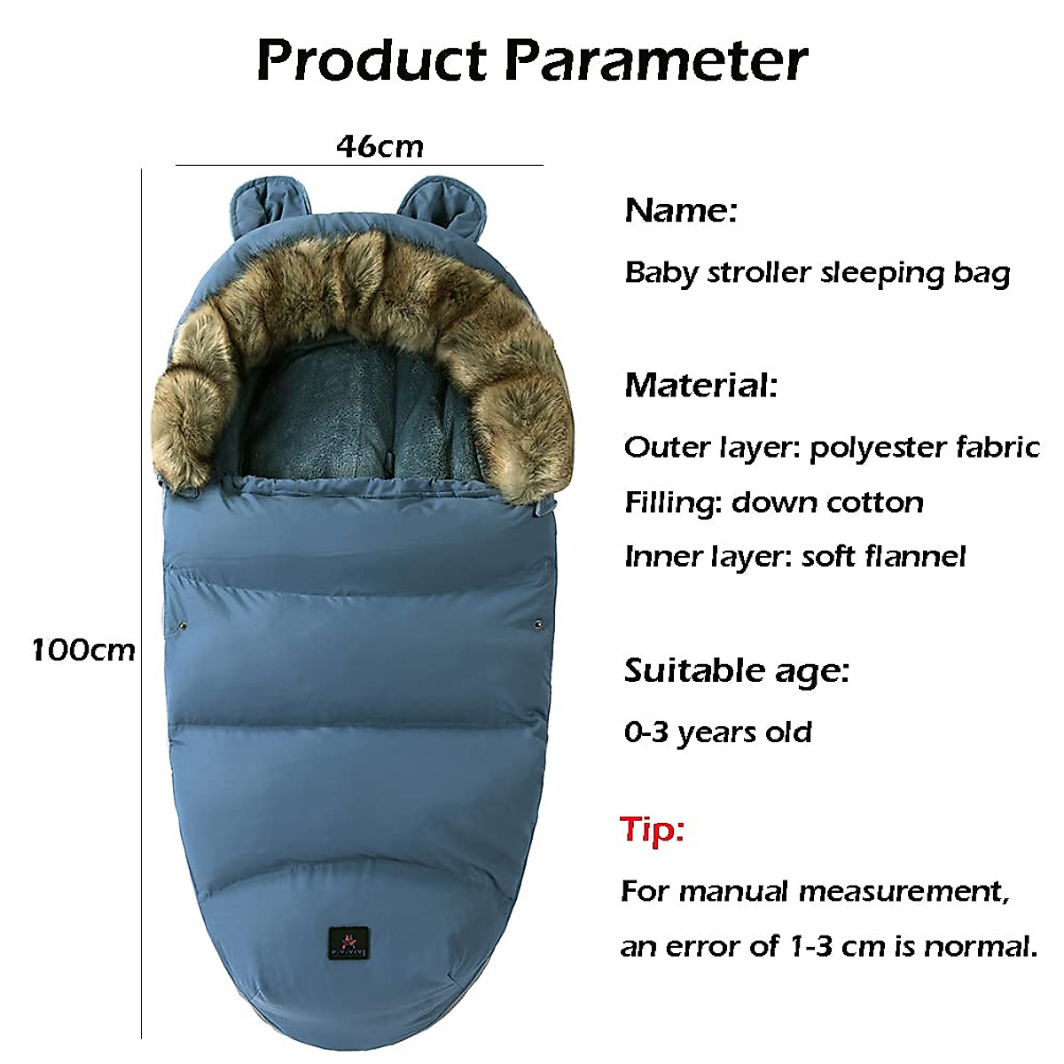 Pram Footmuff,Stroller Padded Footmuff Cover Cosy Toes,Baby Winter Foot Cover,Warmth,Windproof, Waterproof, Cold Resistant, Washable (Gray Blue)