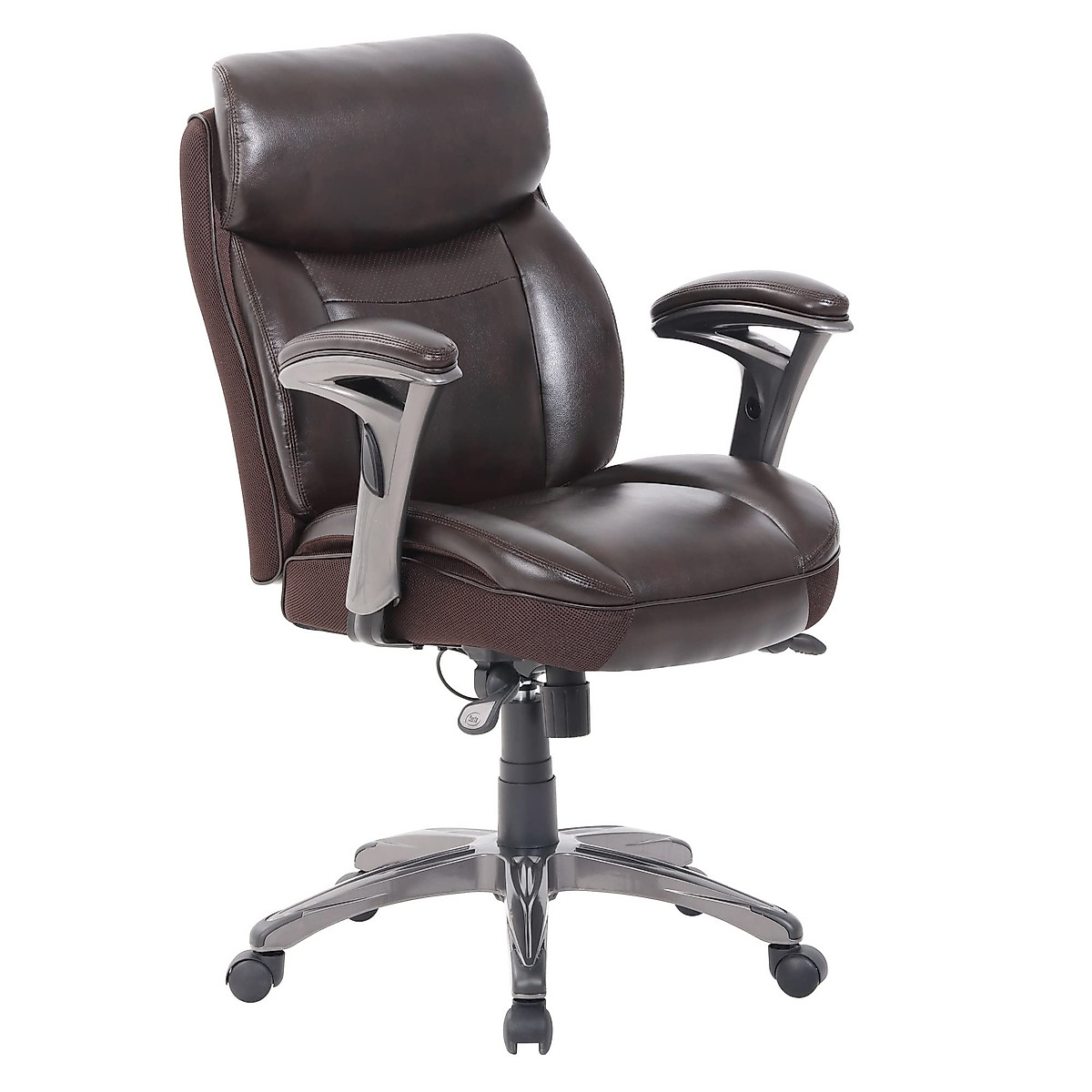 Serta® Smart Layers™ Siena Ergonomic Bonded Leather Mid-Back Manager's Chair, Brown