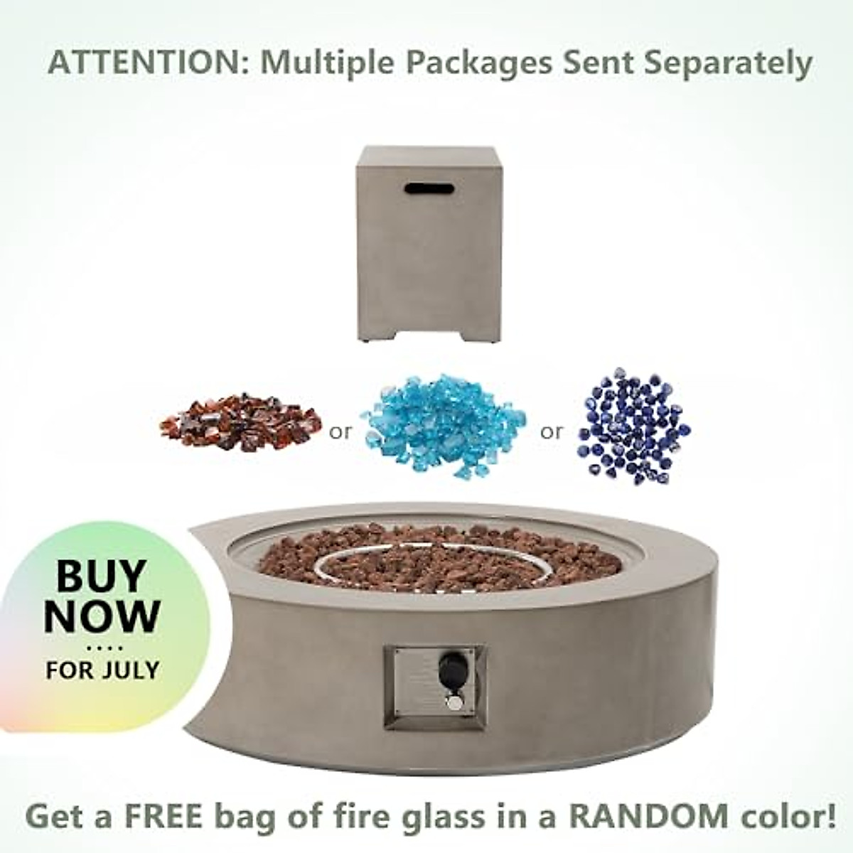 COSIEST 2-Piece Outdoor Propane Firepit Table Set w Tank Table, 40.5-inch Gray Fire Table (50,000 BTU) w 16 inches Tank Cover Side Table 20lb for Garden,Pool,Backyard