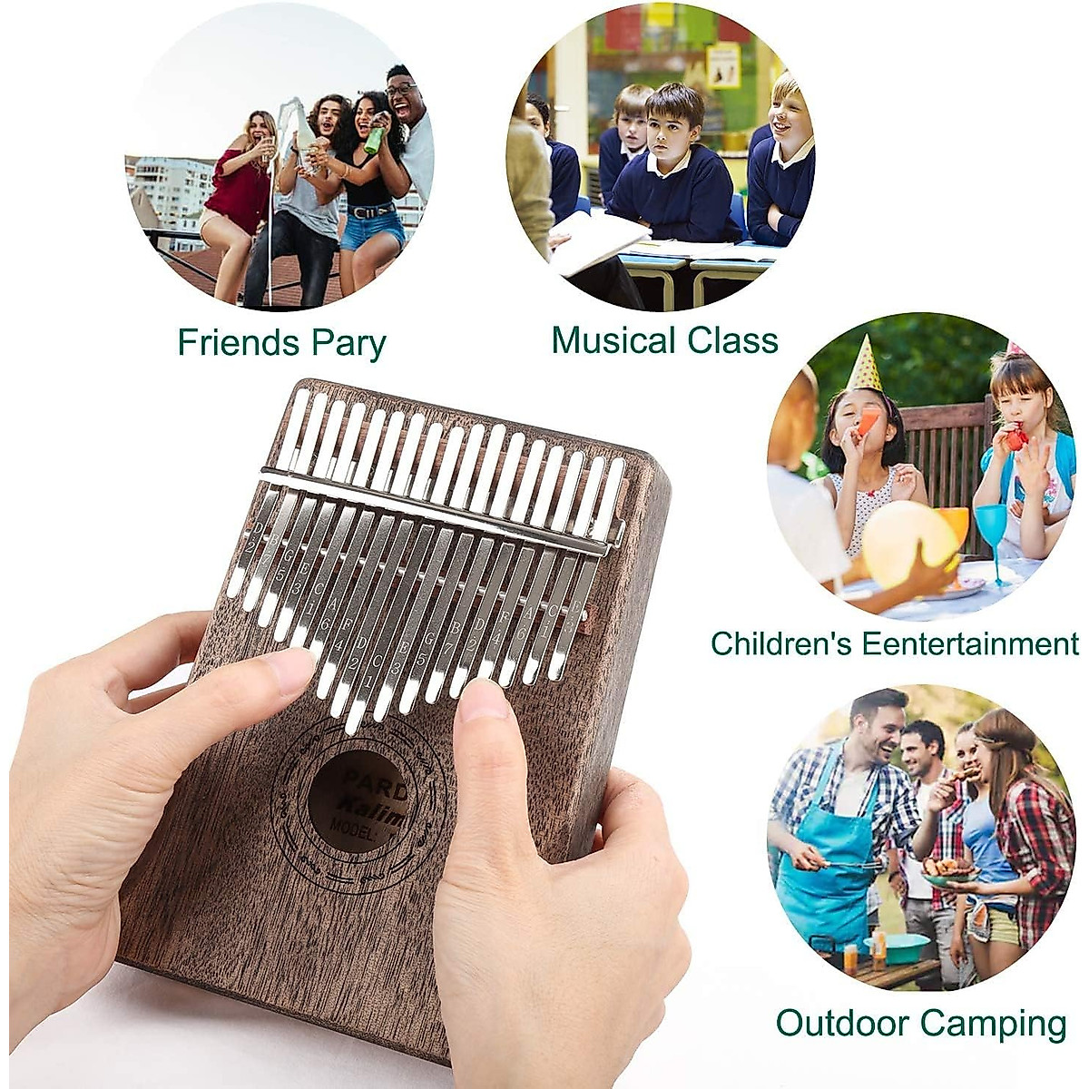 PARDUS Kalimba 17 Keys,Easy to Learn Portable Finger Piano,with Study Guide and Tune Hammer,Thumb Piano Bag,Color Stickers,Gift for Kids, Adult Beginners Professional (Wood color)