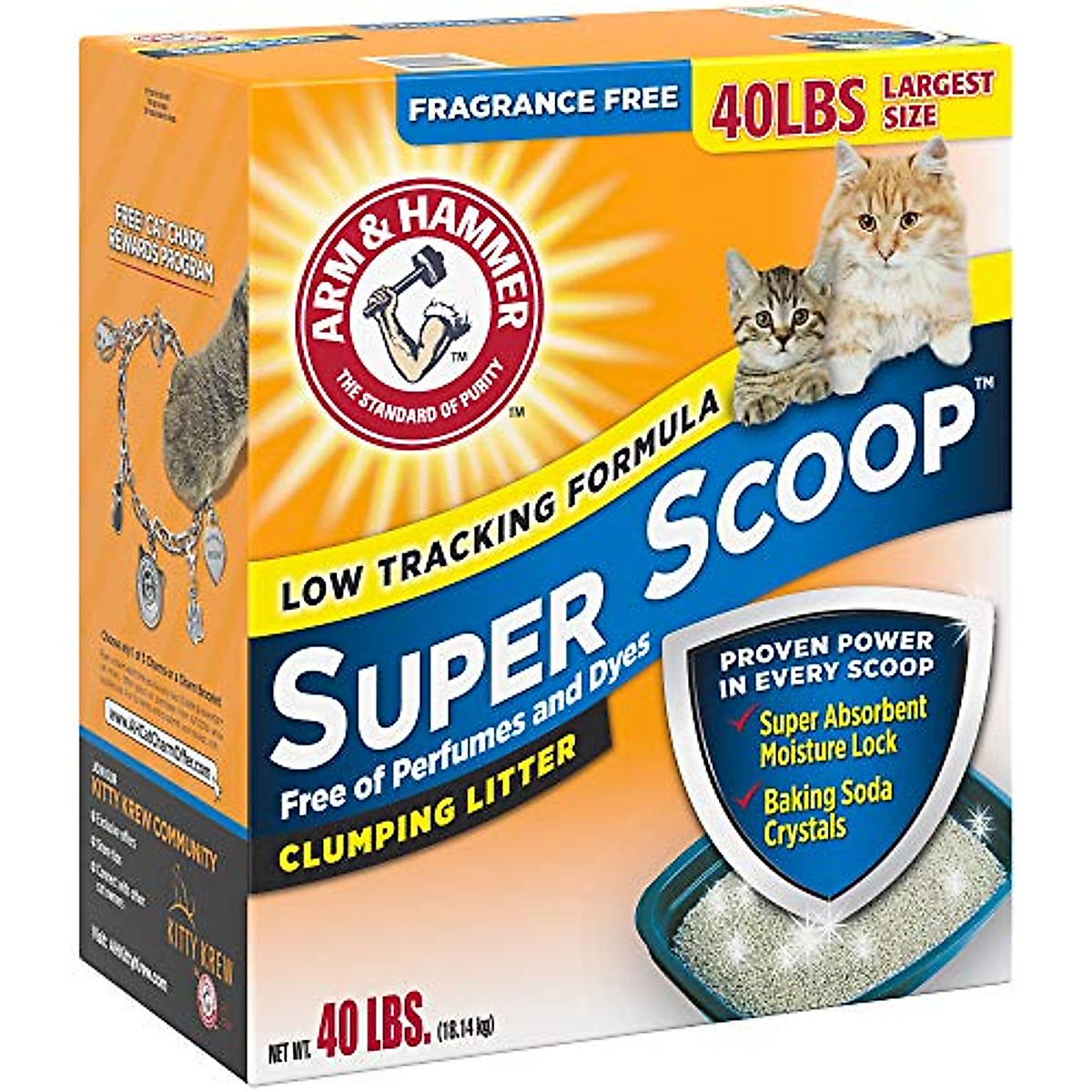 Arm & Hammer Super Scoop Clumping Cat Litter, Fragrance Free 40lb