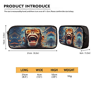 Ouhene Funny Monkey Pencil Case for Men Women,Large Capacity Pencil Box for Boys Girls,Pencil Case Pouch with Zipper for School Work Travel