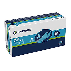 HALYARD Blue Nitrile Exam Gloves, Powder-Free, Non-Sterile, 5.9 mil, 9.5", Blue, Medium, 53102 (Box of 100)