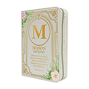 9.6x6.6 Inch Personalized Bible Cover, Custom Bible Cover – Personalized Leatherette Bible Cover and Carrying Case with Handle, Womens Bible Case - White Small (Design 1)