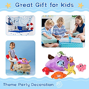 Muiteiur Plush Soft Ocean Animals Set with Plush Sea Shell House Includes Stuffed Turtle, Lobster, Crab, Dolphin, Devil Fish, Octopus, Starfish, Clownfish (Multicolor,8 Piece)