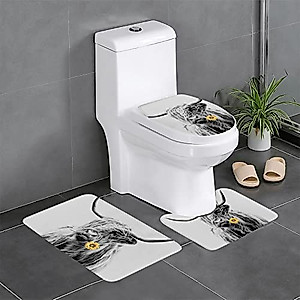 Sunflower Cows Bath Mats for Bathroom,3 Piece Non Slip Bathroom Rugs,Rubber Back Runner Mat for Kitchen Shower Floors 24" x 16"