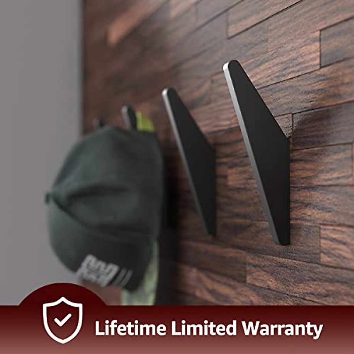 COCOYA 4Pack Metal Wall Hooks, Minimalist Coat Hooks Matte Black Simple Modern Easy Install Wall Mount Heavy Duty Aluminum Mid Century Entryway Bathroom, for Hanging Hat Purses Backpack Towel