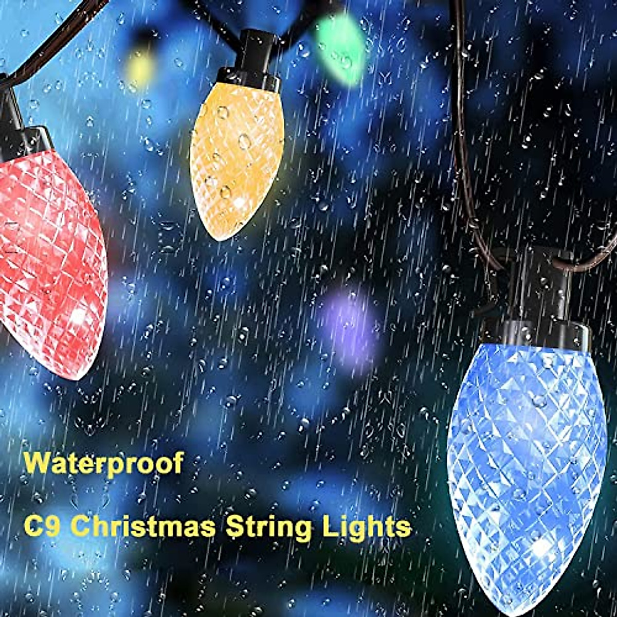 warlkde 50LEDs Christmas String Lights, C9 Christmas Lights with 29V Safe Adaptor, End-to-End, UL Certified Fairy Lights for Christmas Tree, Patio, Garden, Party, Wedding, Holiday Decoration
