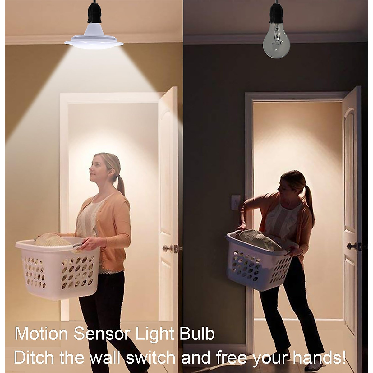 Radar Motion Sensor Light Bulbs, E26 Base, Non-Dimmable, 18W (150W equivalent) Dusk to Dawn Motion Activated LED Security Light for Hallway, Garage, Basement, Frontdoor, Balcony (Cool White, 1 Pcs)