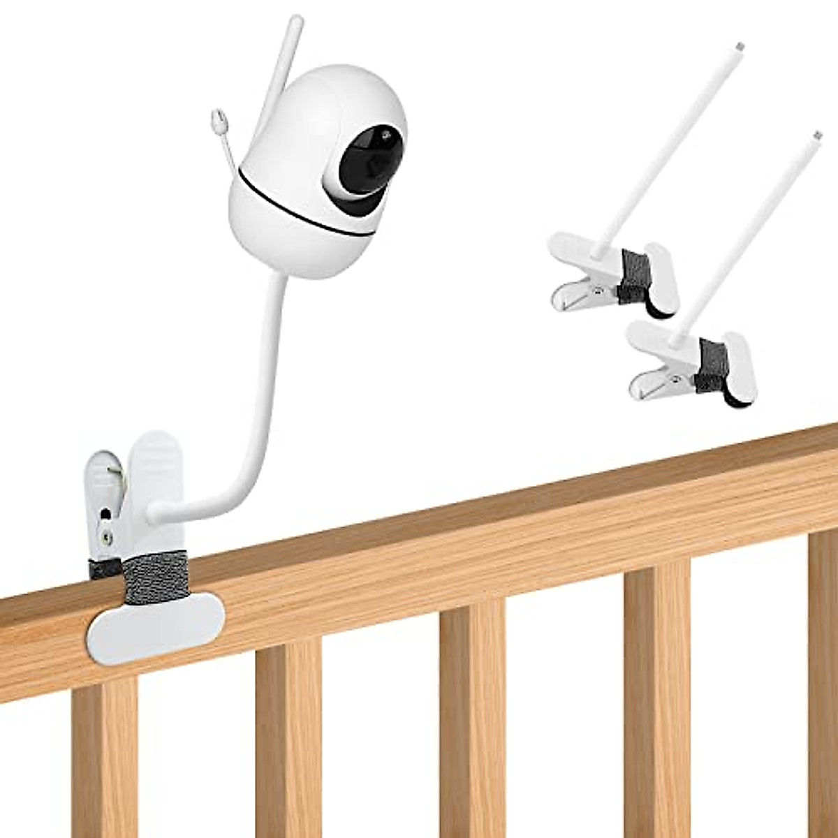 2 Pack Baby Monitor Mount Compatible with HelloBaby HB65/HB66/HB248,ANMEATE SM935E Baby Monitor Camera Flexible Clip Clamp Mount Long Gooseneck Arm, Baby Monitors Holder Without Tools or Wall Damage