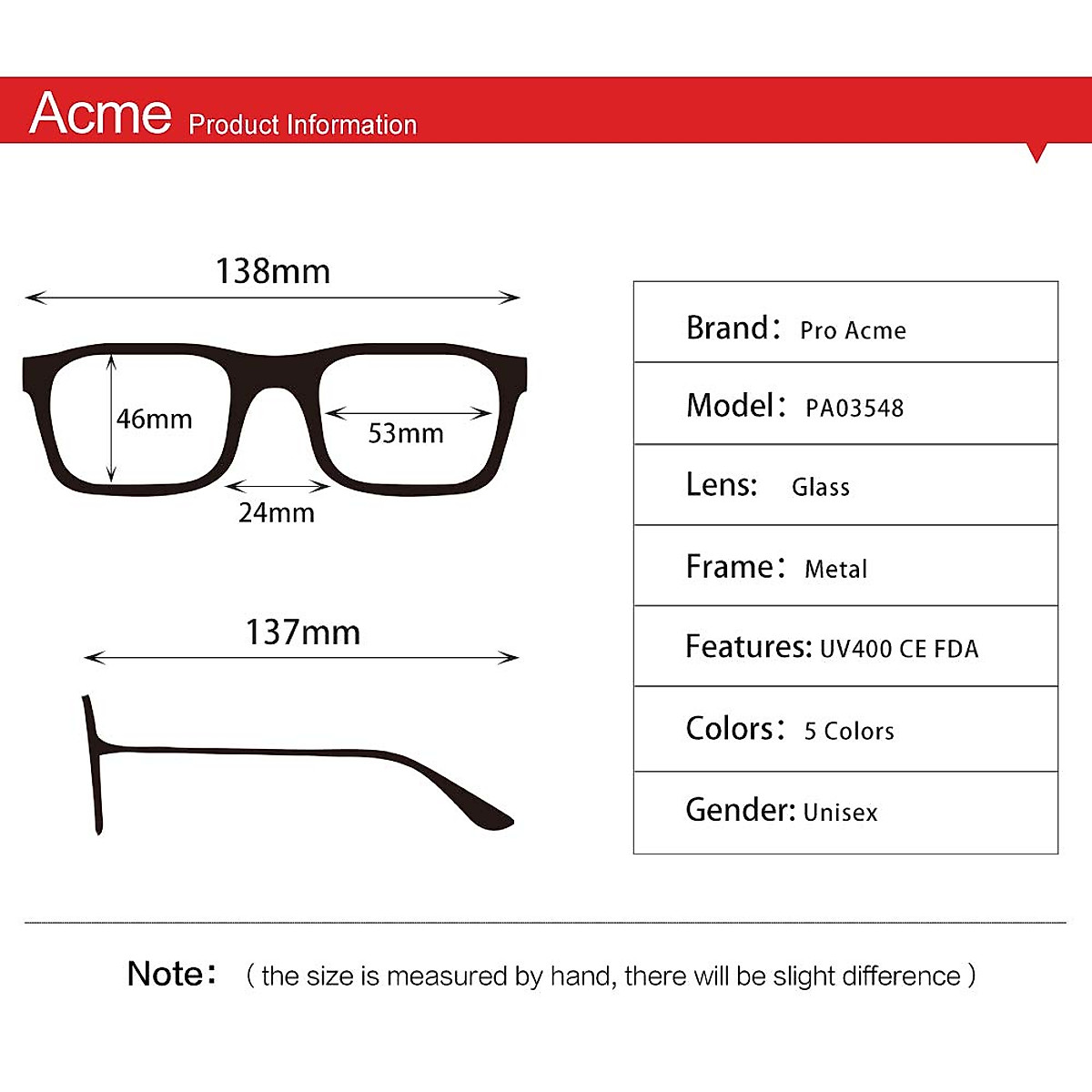 Pro Acme Small Square Sunglasses for Women Men 100% Real Glass Lens Hexagonal Frame (C8 | Gold | Grey, NEW-54)