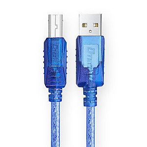 DTech 6ft Shielded USB Printer Cable 2.0 A Male to B Male Port Data Transfer Square End Wire (6 Feet, Dark Blue)