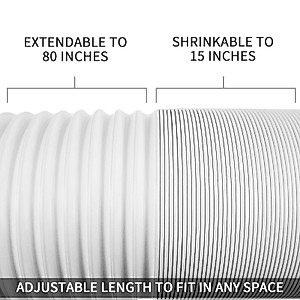 Portable Air Conditioner Hose 5 Inch Diameter,Portable AC Hose Exhaust Vent With Anti-Clockwise Thread Length up to 80 Inches…