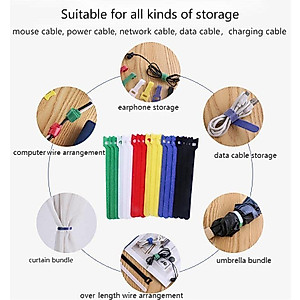 120PCS Reusable Fastening Cable Ties - BSELEYY 6 in Cable Management Ties Cable Straps With Hook and Loop Multipurpose Adjustable Cord Ties Cord Organizer for Home Office (Black)