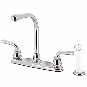 Kingston Brass KB711RXL Restoration 8-Inch Centerset Kitchen Faucet with White Sprayer, Polished Chrome