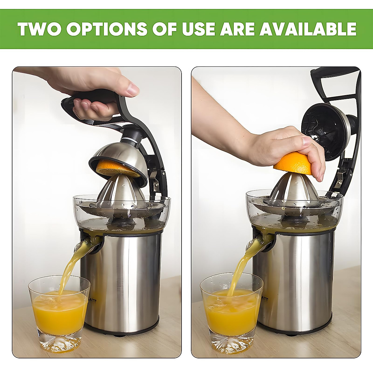ASLATT Electric Citrus Juicer Squeezer Stainless Steel, Orange Juicer Electric,Homemade Orange Juice Squeezer Machine, Detachable Design,Easy Clean