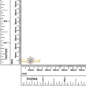 SAVEARTH DIAMONDS Solitaire Style, 1.00 ct 6.5MM Round Cut Lab Created G-H Color Moissanite Diamond Engagement Promise Ring For Women In 14k Yellow Gold Over Sterling Silver (VVS1 Clarity) Size-9