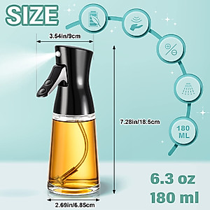Lallisa 4 Pcs Oil Sprayer for Cooking 180 ml Glass Olive Mister Oil Dispenser Bottle for Kitchen Vinegar Spritzer for Air Fryer Gadgets Making Baking Frying Bbq Salad Accessories