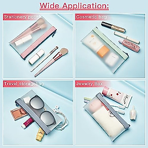 JUTOROSY 3 Pack Pencil Case Zipper Pencil Pouch, Multifunctional Clear Pen Bag Organizer Stationery Storage Bag for Office Supplies Cosmetics Makeup Travel Accessories