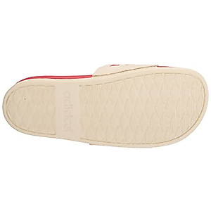 adidas Unisex Adilette Slides Sandal, Wonder White/Vivid Red/Gold Metallic, 13 US Women