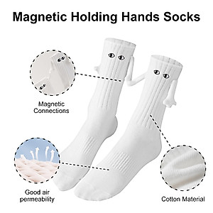 Yawlsow 2 Pair Holding Hands Magnet Socks, Funny Magnetic Hold Socks, Adult Crazy Silly Socks, Gift for Dad,Couple, Coworkers,Buddies,Friend,women,Teen Girl.Wedding Gifts