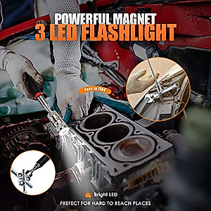 Magnetic Pickup Tool Gifts For Men - 2 Pack LED Light Telescoping Flexible Magnetic Pick Up Tool, Extending Magnet Tool kit, Gadget For Men, Unique Gifts For Dad, DIY Handyman, Husband, Boyfriend