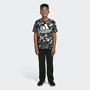 adidas Boys' Core-camo All Over Print Short Sleeve Tee (Big Kids), Black, X-Large (18/20)