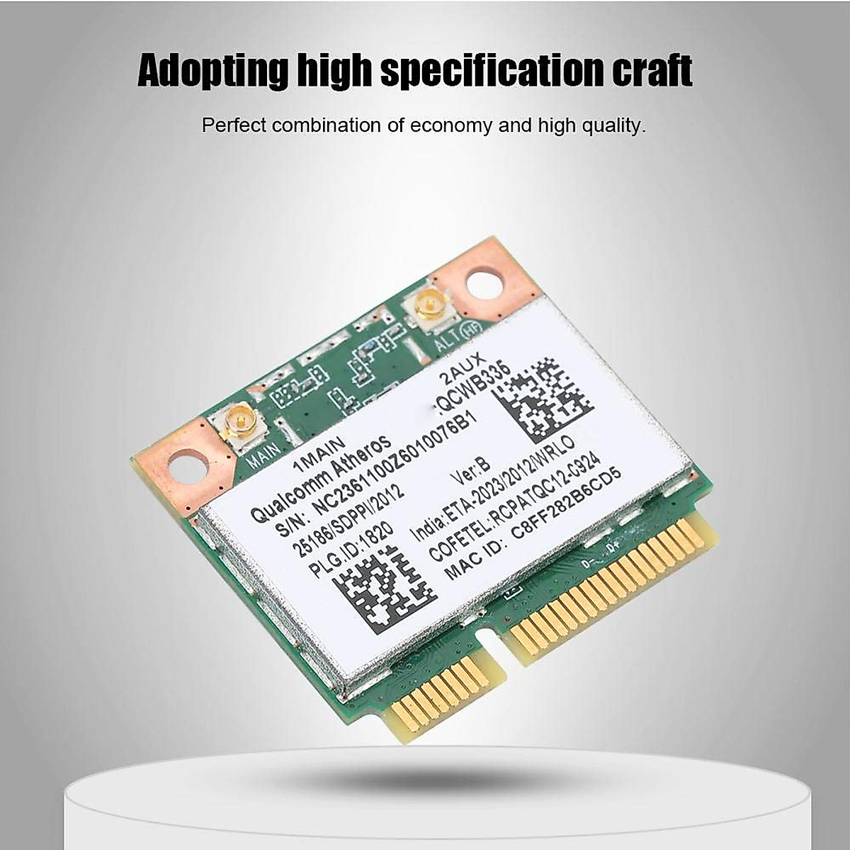 ASHATA Network Card,for Qualcomm AR9565 QCWB335 150M Mini PCI-E Bluetooth Network Card Universal, 2.4G Bluetooth Network Card for HP/DELL/ACER, etc.