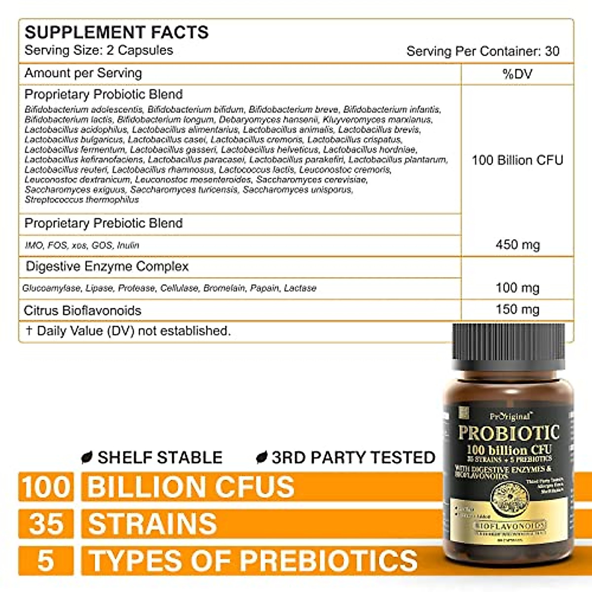 Probiotics with Prebiotics for Men and Women - 35 Strains Organic Probiotic 100 Billion CFU for Gut & Digestive Health, Vegan Acidophilus Probiotic Supplement, Non-GMO Raw Probiotic 60 Capsules