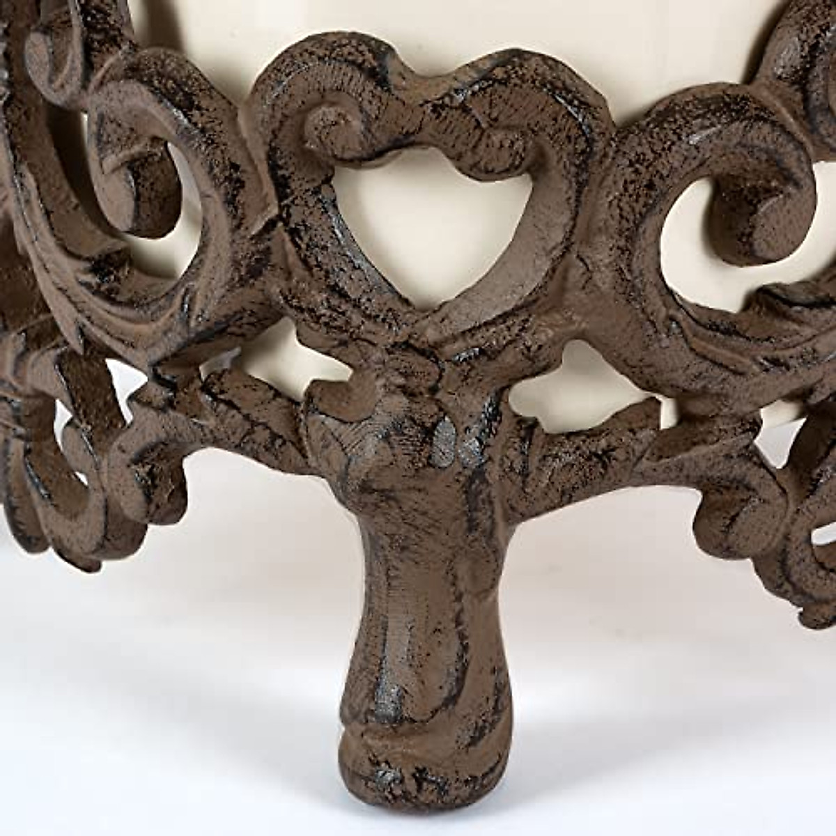 15-Inch Tall Provencial Cream Canister with Brown Metal Scrolled Base