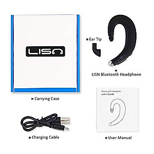 LISN Ear-Hook Bluetooth Headphone, Wireless Single Ear Bluetooth Headset with Mic, Ultra-Light Painless Bluetooth Earpiece 8-10 Hrs Playtime for Cell Phone (Black)