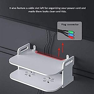 Denpetec Floating Shelf for TV Components,TV Box Shelf Thick DVD Player, Wall Hanging Shelf Punching-Free Storage Rack Floating Shelf for Set-Top Box Router Game Consoles for Home