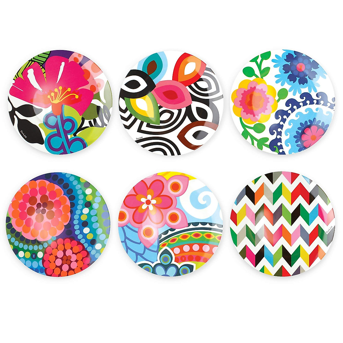 French Bull Melamine Assorted Plates-6 Piece Set -Melamine Dinnerware-Platter, Serving, Party, Platter, Dish (11" Dinner Plate, Assorted)