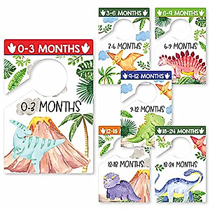6 Baby Closet Size Dividers Boy - Dinosaur Baby Closet Dividers by Month, Baby Closet Organizer for Nursery Organization, Baby Essentials for Newborn Essentials Baby Boy, Nursery Closet Dividers Boy