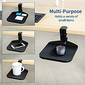 VIVO Desk Clamp Adjustable Computer Mouse Pad and Device Holder Extended Rotating Platform Tray, Fits up to 2 inch Desktops, Black, MOUNT-MS01A