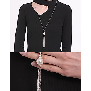 Ofeiyaa 10Pcs Long Pendant Necklace Simple Moon Bar Three Triangle Tassel Lock Sweater Y Shape Punk Chain Choker Necklace for Women Men Gold Silver Tone (E:10Pcs (Lock))