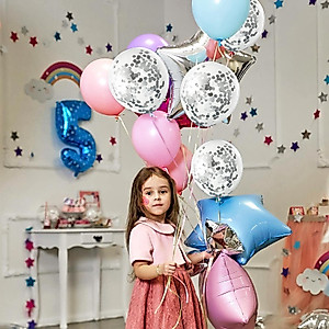 Silver Confetti Balloons, 24 Pcs Thickened 12 Inch Clear Latex Balloon with Confetti Inside for Graduation Decorations Engagement Bridal Shower Party Baby Shower Birthday Party Decoration Supplies