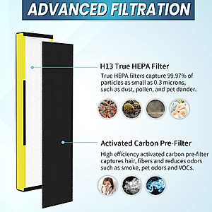 2-Pack True FLT5000 FLT5250PT FLT5111 HEPA Replacement Filter C, Compatible with AC5000, AC5000E, AC5250PT, AC5350B, AC5350BCA, AC5350W, AC5300B, CDAP5500B, AP2800CA Purifiers
